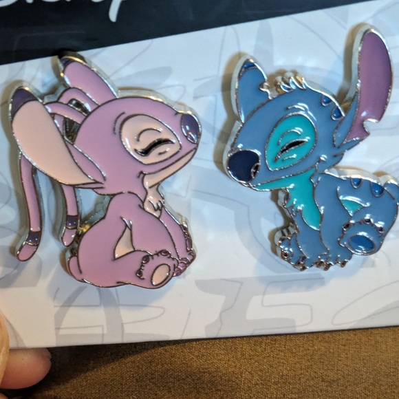 Disney | Jewelry | Disneys Stitch And Angel Two Piece Enamel Pin Set ...